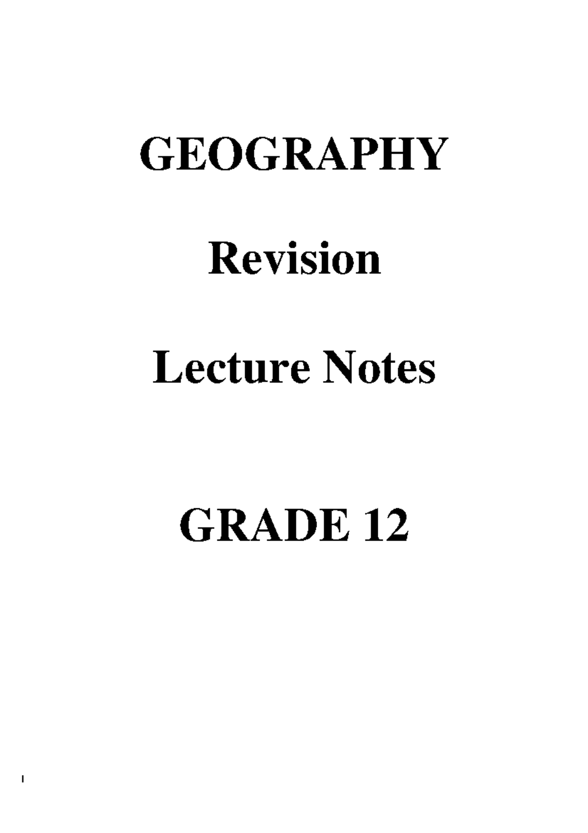 Geography Grade 12 Revision Lecture Notes Studocu