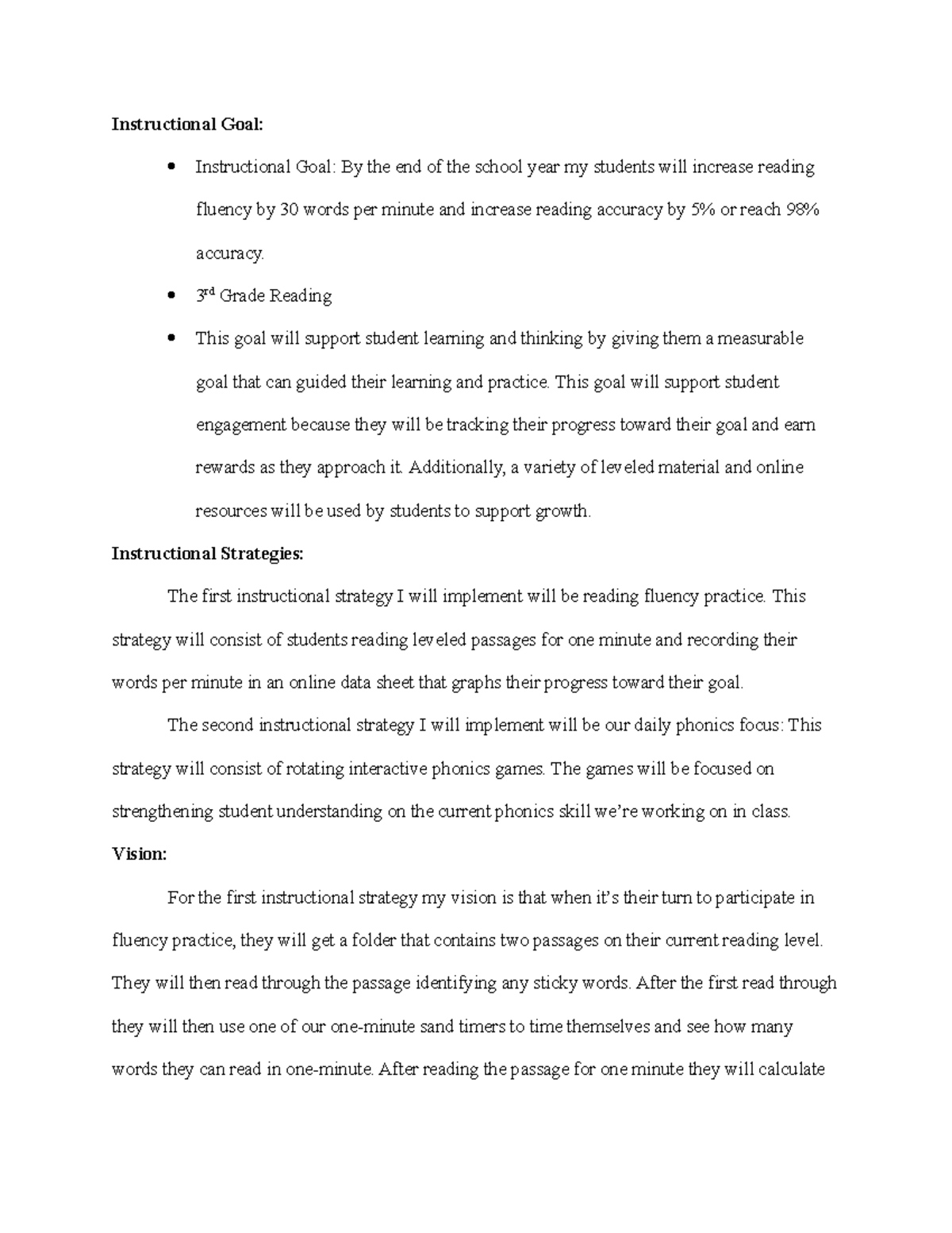 D188 Task 1 - Passed task 1 for D188 - Instructional Goal ...