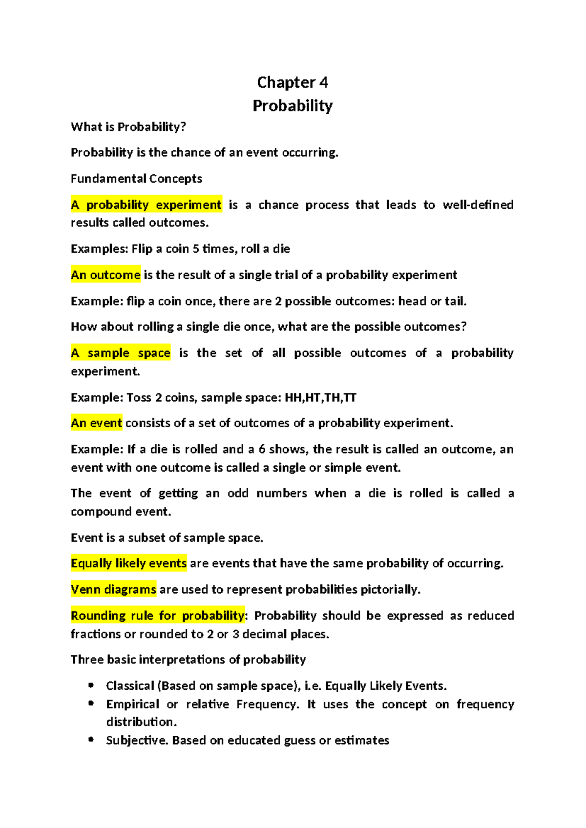 Probability (Fundamental Concepts) - Chapter 4 Probability What is Probability? Probability is ...