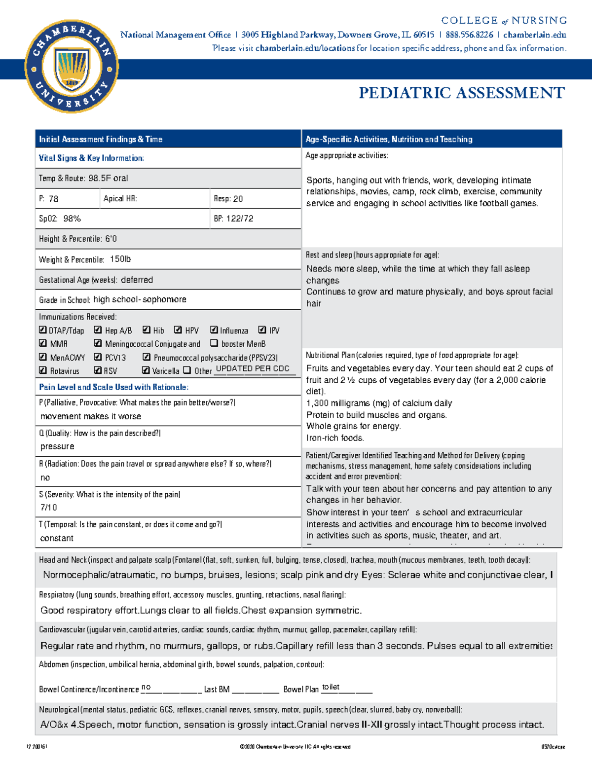 Pediatric Assessment Josae Garcia - PEDIATRIC ASSESSMENT COLLEGE of ...