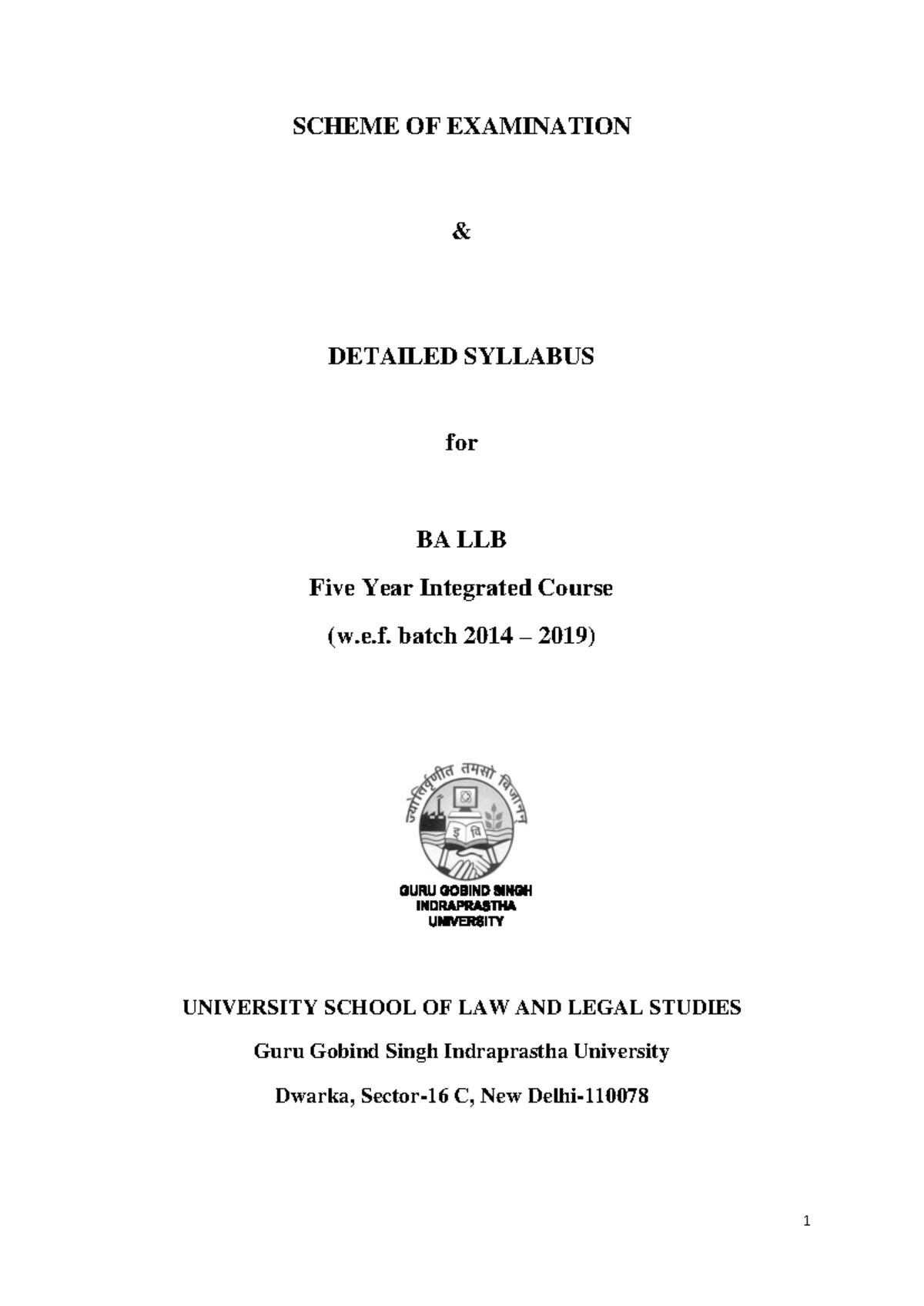 BALLB031116 - 9th and 10th Semester syllabus IPU - SCHEME OF ...