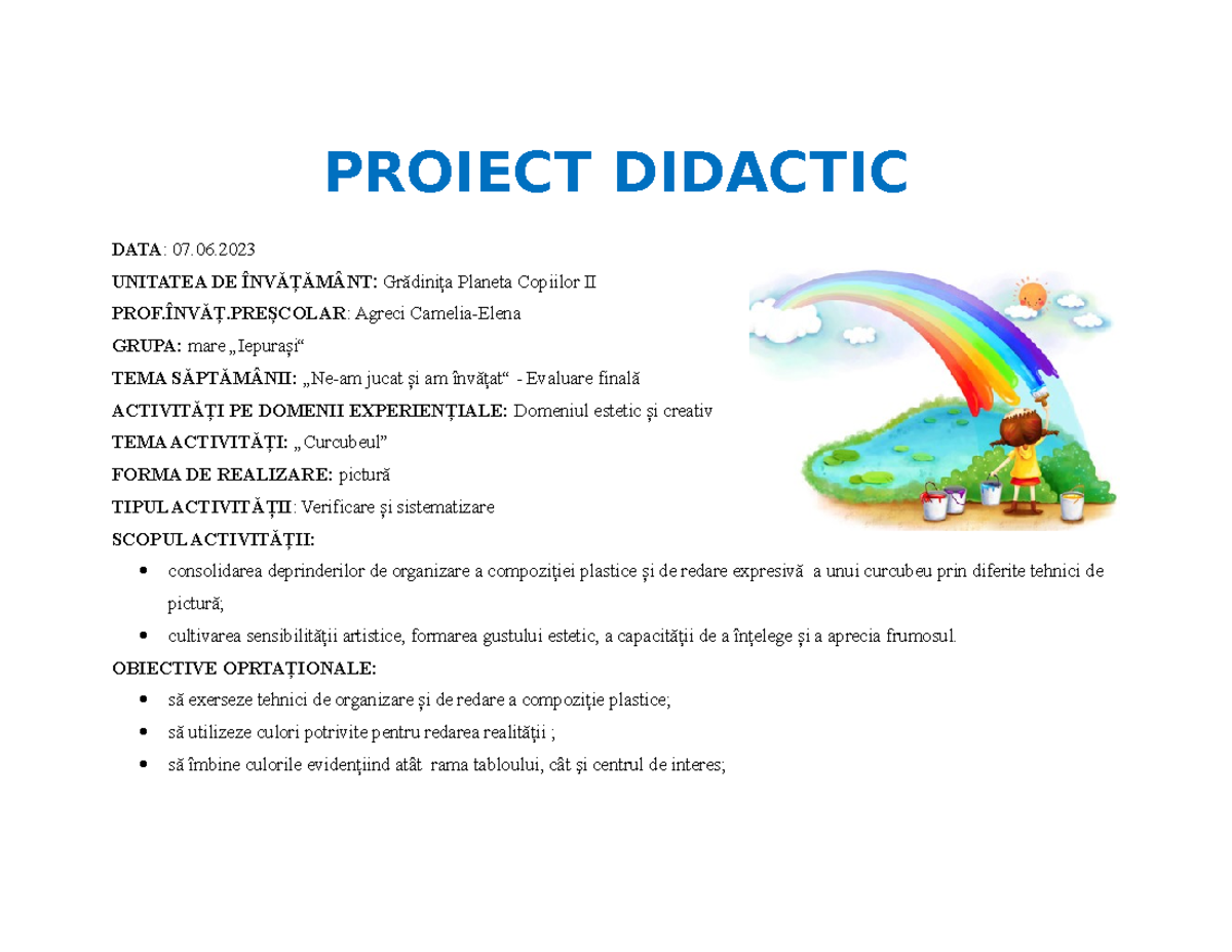 Proiect didactic-S.C - evaluare - PROIECT DIDACTIC DATA: 07. UNITATEA ...