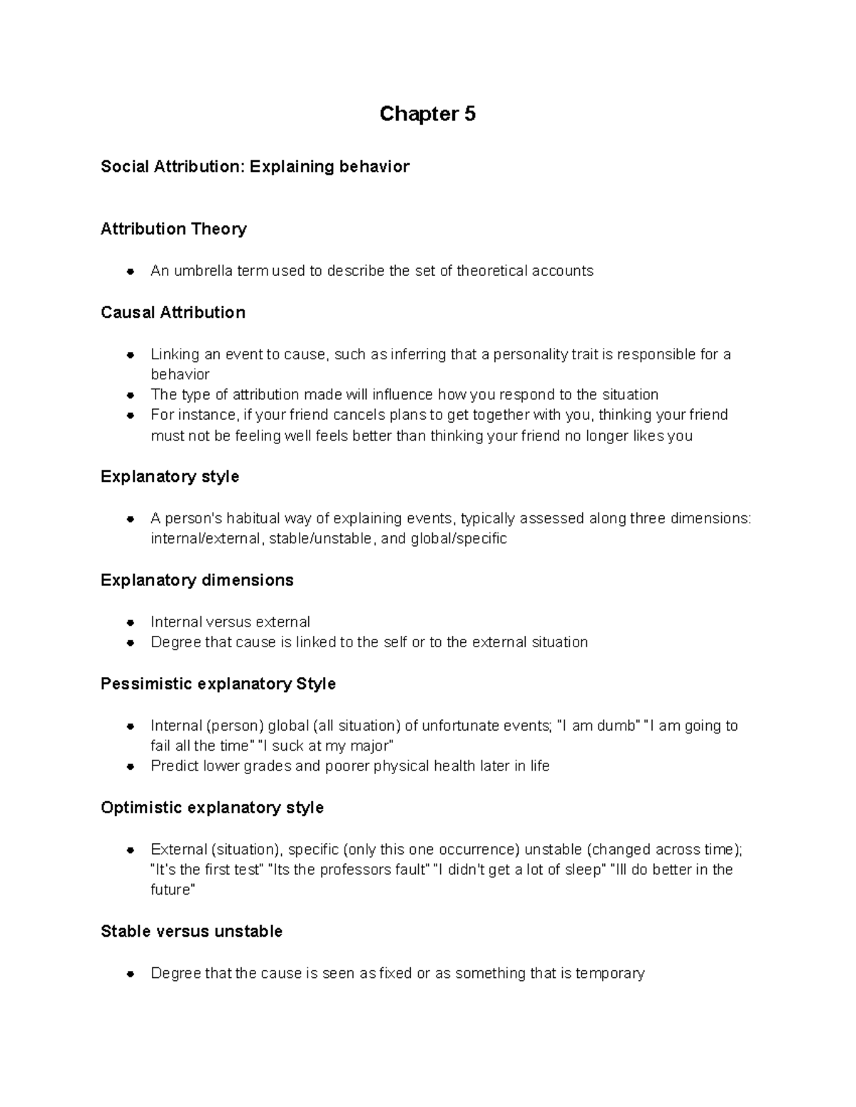 Social Psychology, Chapter 5 - Chapter 5 Social Attribution: Explaining ...
