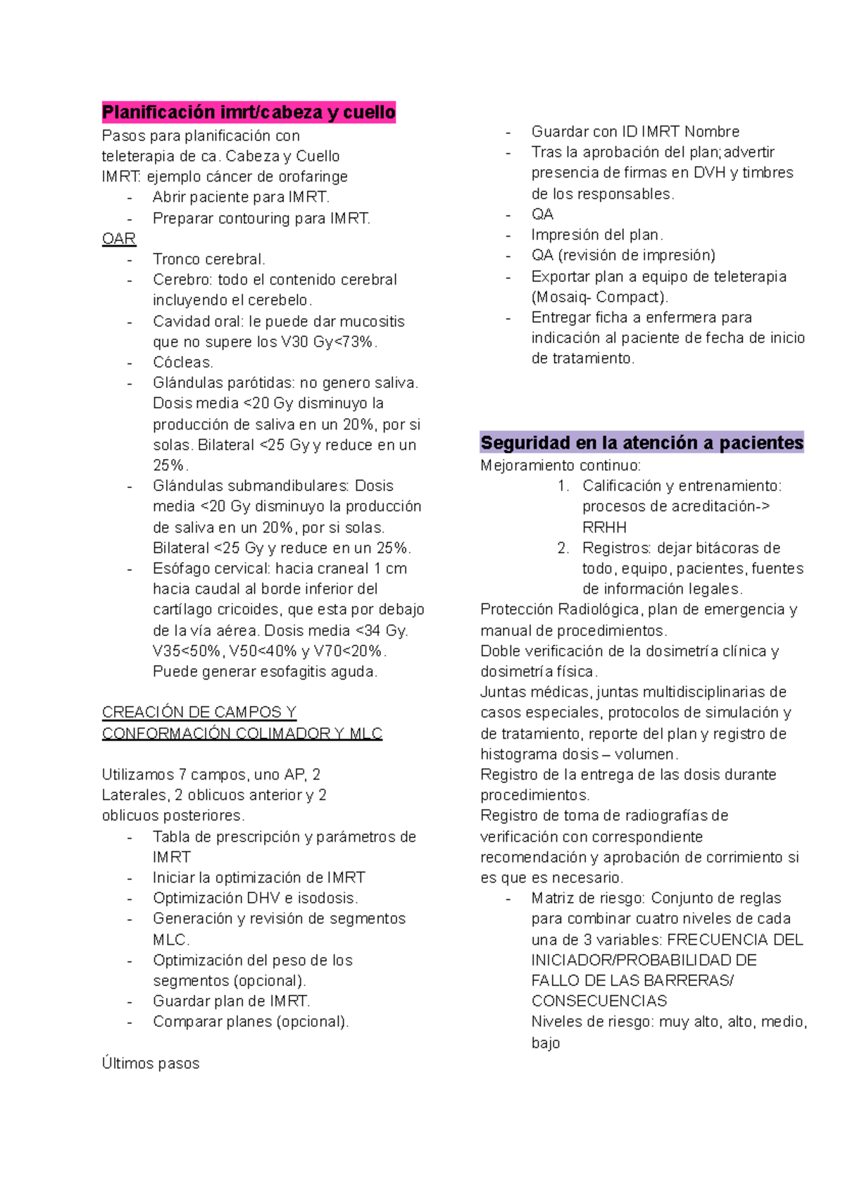 Resume cert 3 rt - de el ultimo certamen - Planificación imrt/cabeza y ...
