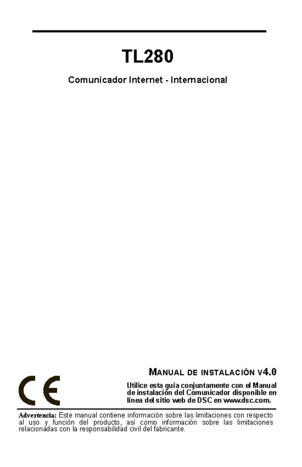 TL280 Comunicador Internet-International install manual SP v4-0 R001 ...