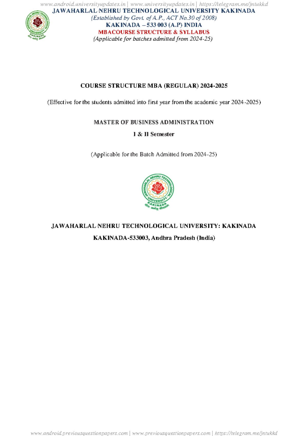 Jntuk Revised R24 MBA Syllabus I & II Semester - JAWAHARLAL NEHRU ...