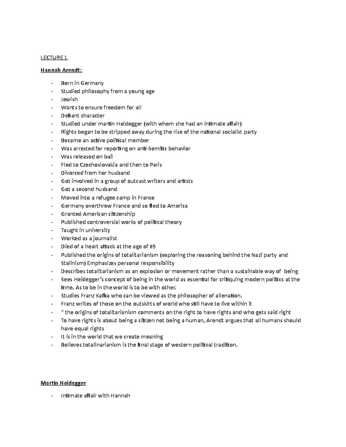 Week3 - Notes for math 121 at queensu - LECTURE 1 Hannah Arendt: Born ...