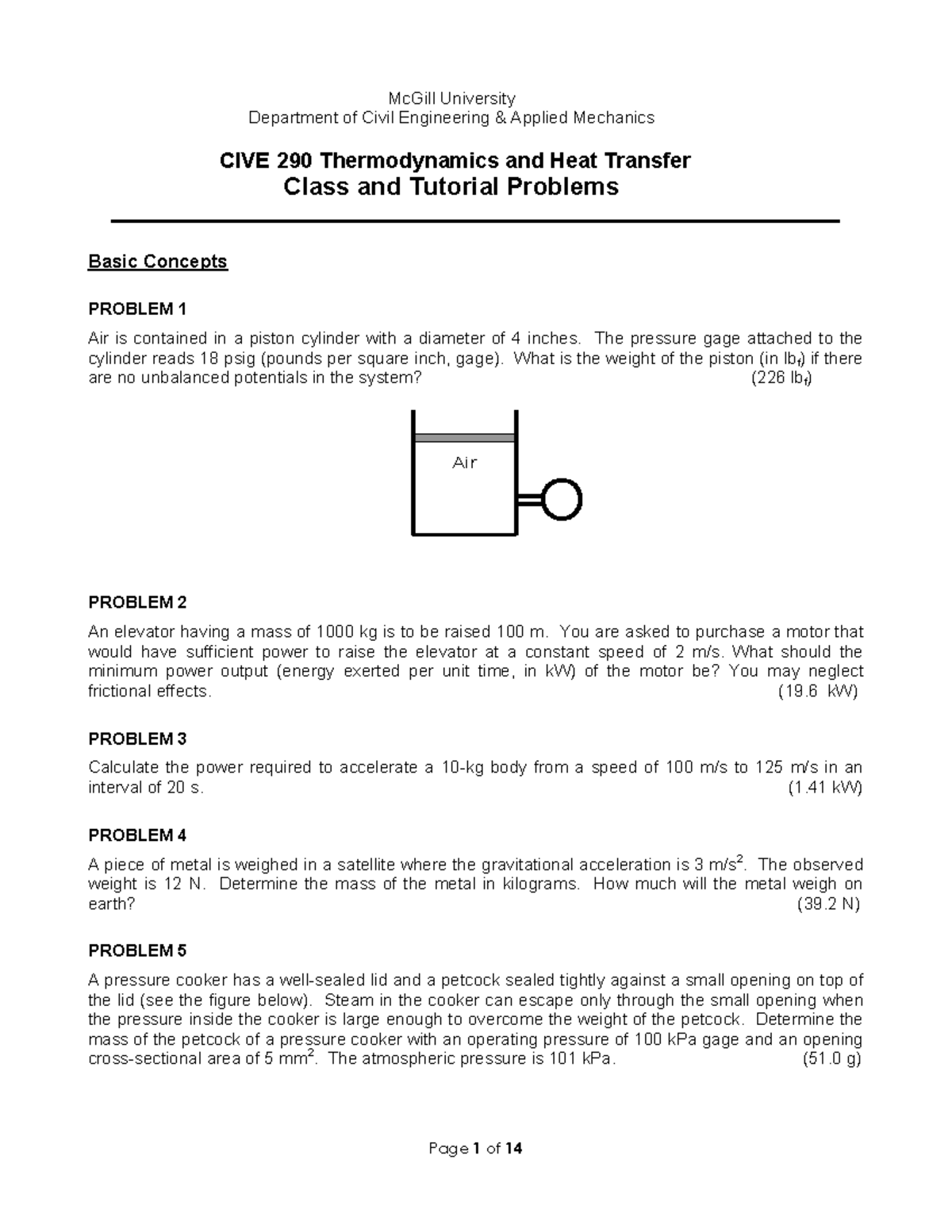 Class and Tutorial Problems - All - Page 1 of 14 McGill University Department of Civil ...