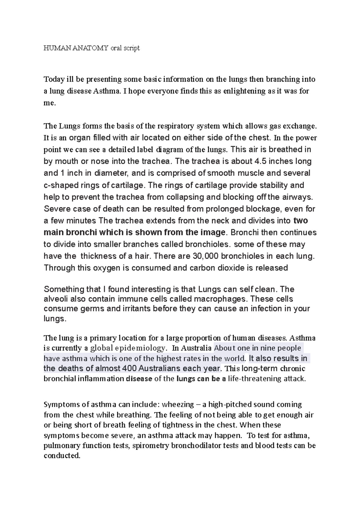 Human Anatomy oral script - HUMAN ANATOMY oral script Today ill be ...