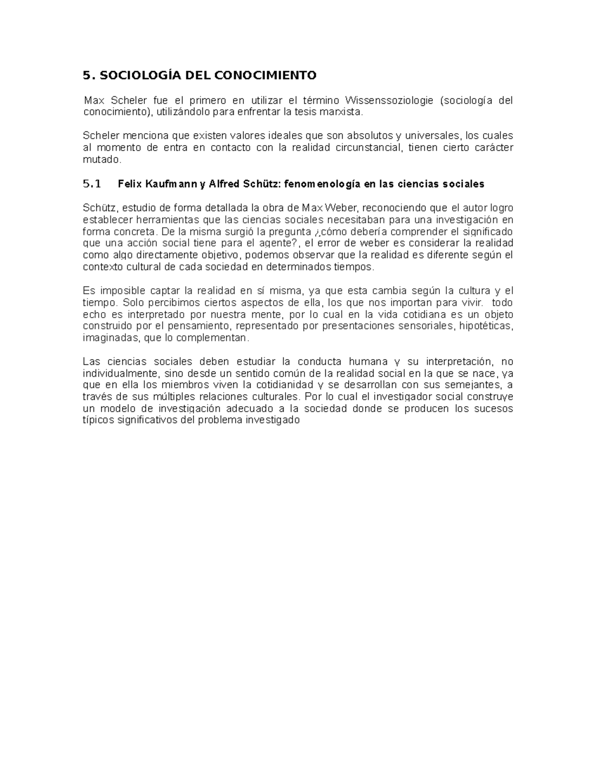 Recencion 2 - recensión - 5. SOCIOLOGÍA DEL CONOCIMIENTO Max Scheler ...