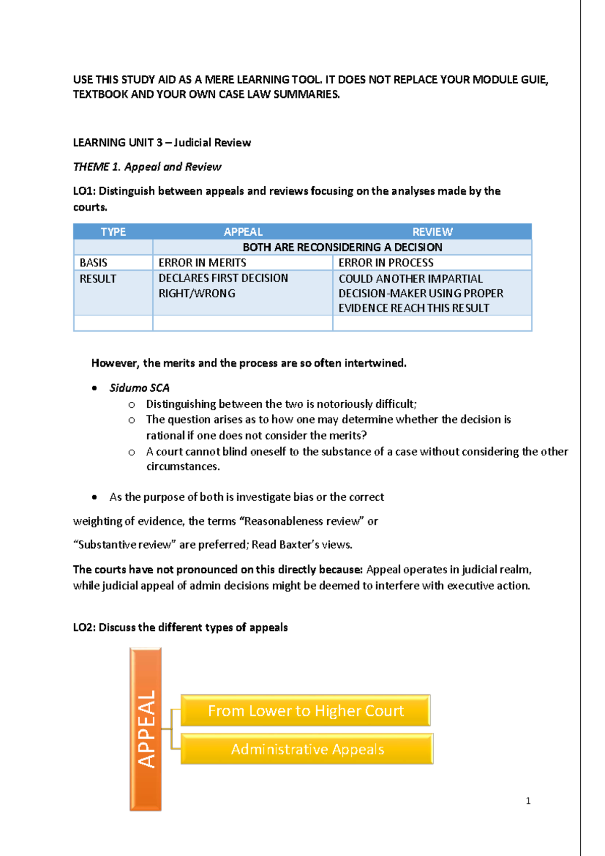Study guide SU 345 and 7 - USE THIS STUDY AID AS A MERE LEARNING TOOL ...