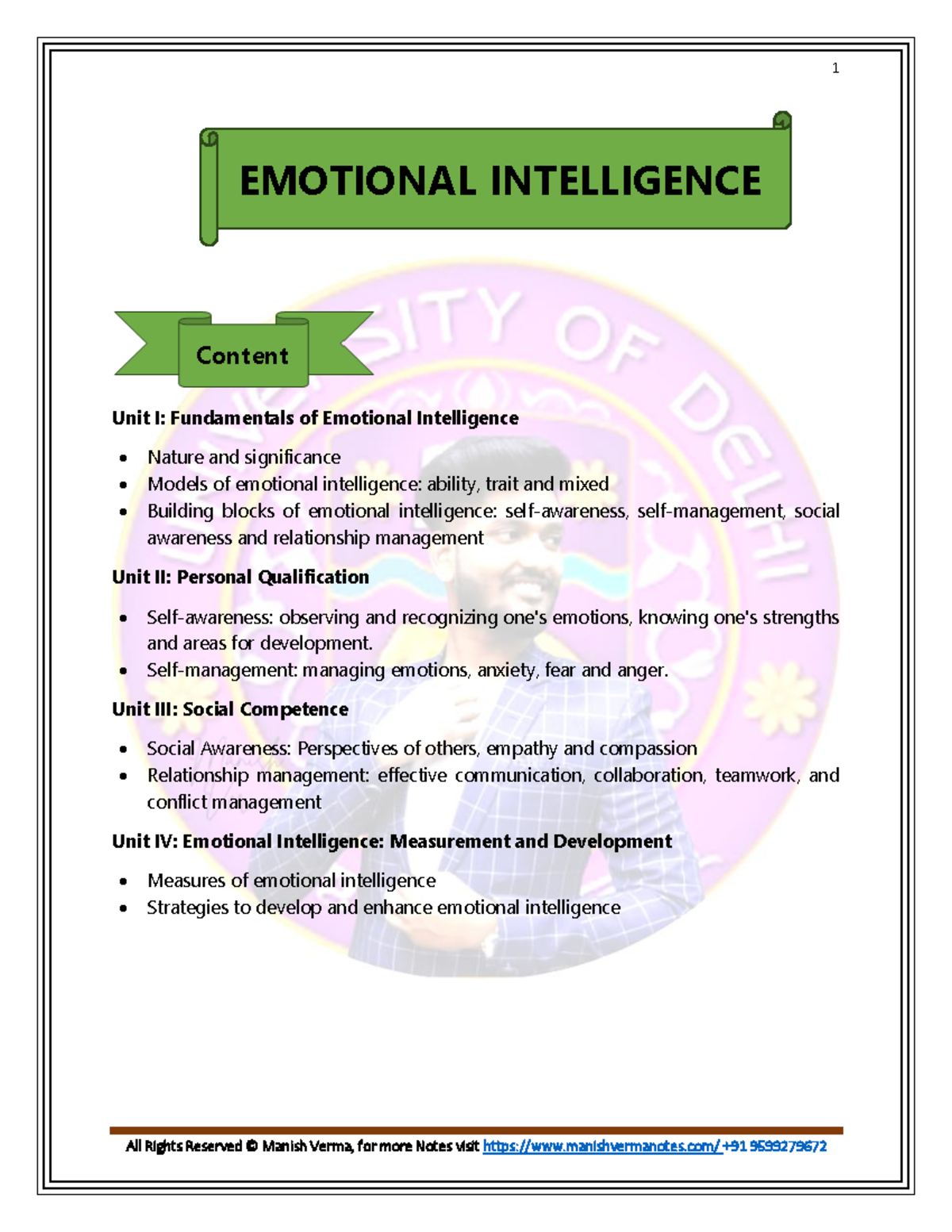Emotional Intelligence (eng notes) - Unit I: Fundamentals of Emotional ...