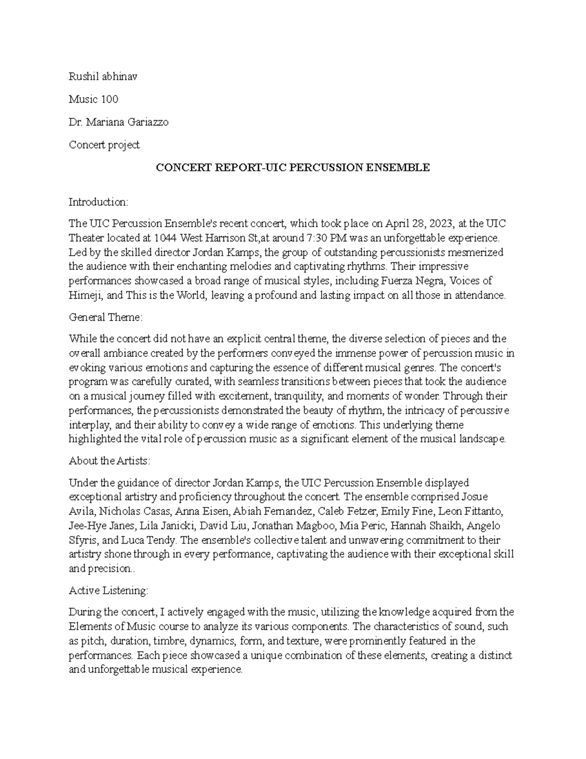 Rushil abhinav (concert project) - Rushil abhinav Music 100 Dr. Mariana ...