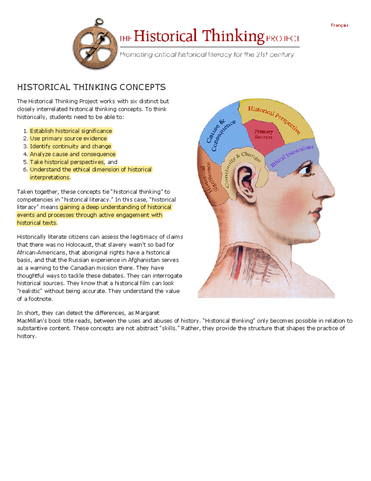 Seixas Historical Thinking Concepts - annotated - Civil Engineering ...