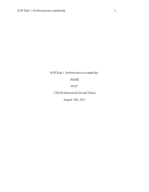 C304 Task 1 Final - Professional Accountability. - C 304 - WGU - Studocu