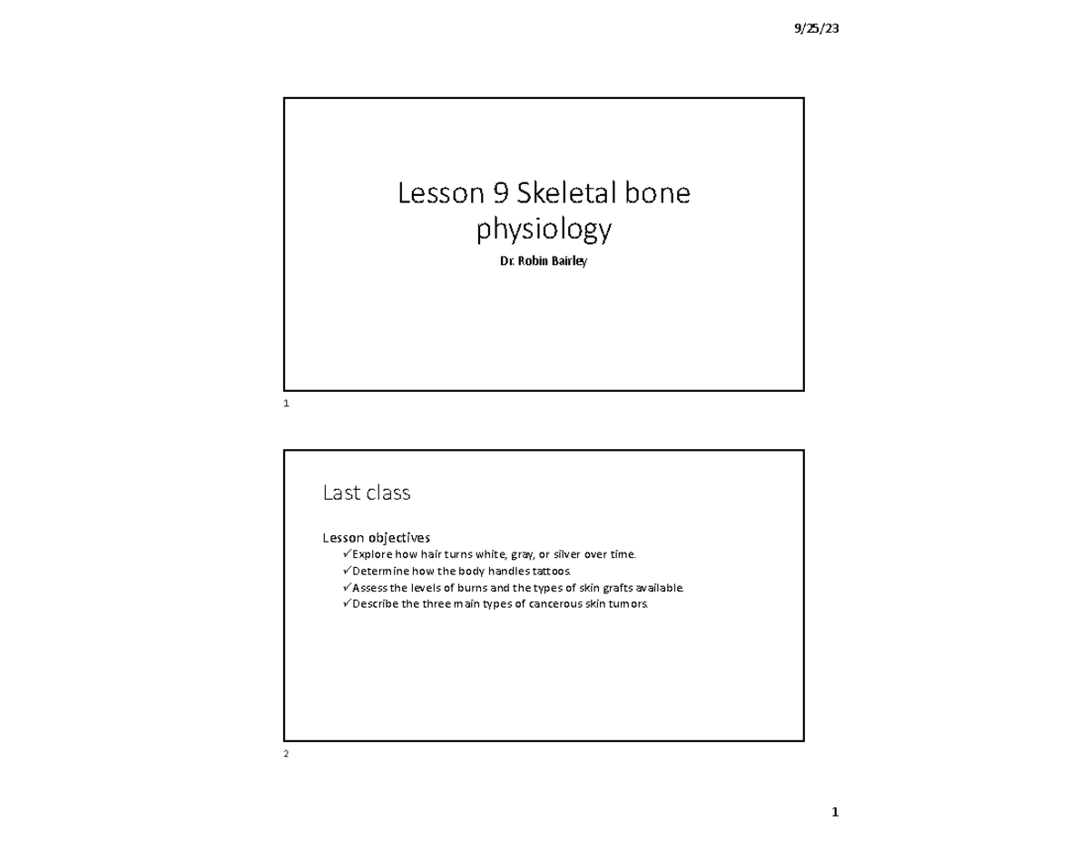 Lessons 9 Skeletal bone tissue - Lesson 9 Skeletal bone physiology Dr ...