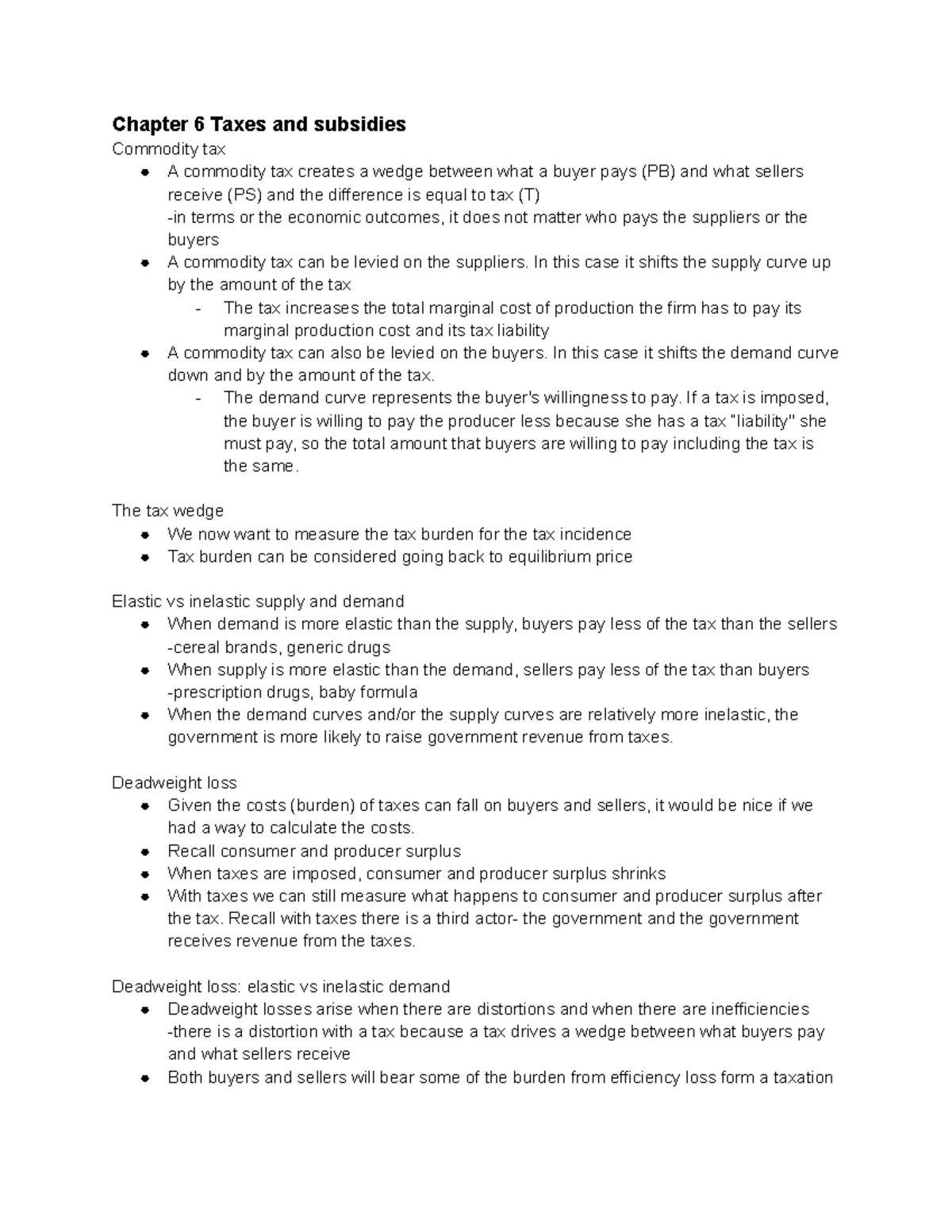 Micro chapter 6 taxes and subsidies - Chapter 6 Taxes and subsidies ...