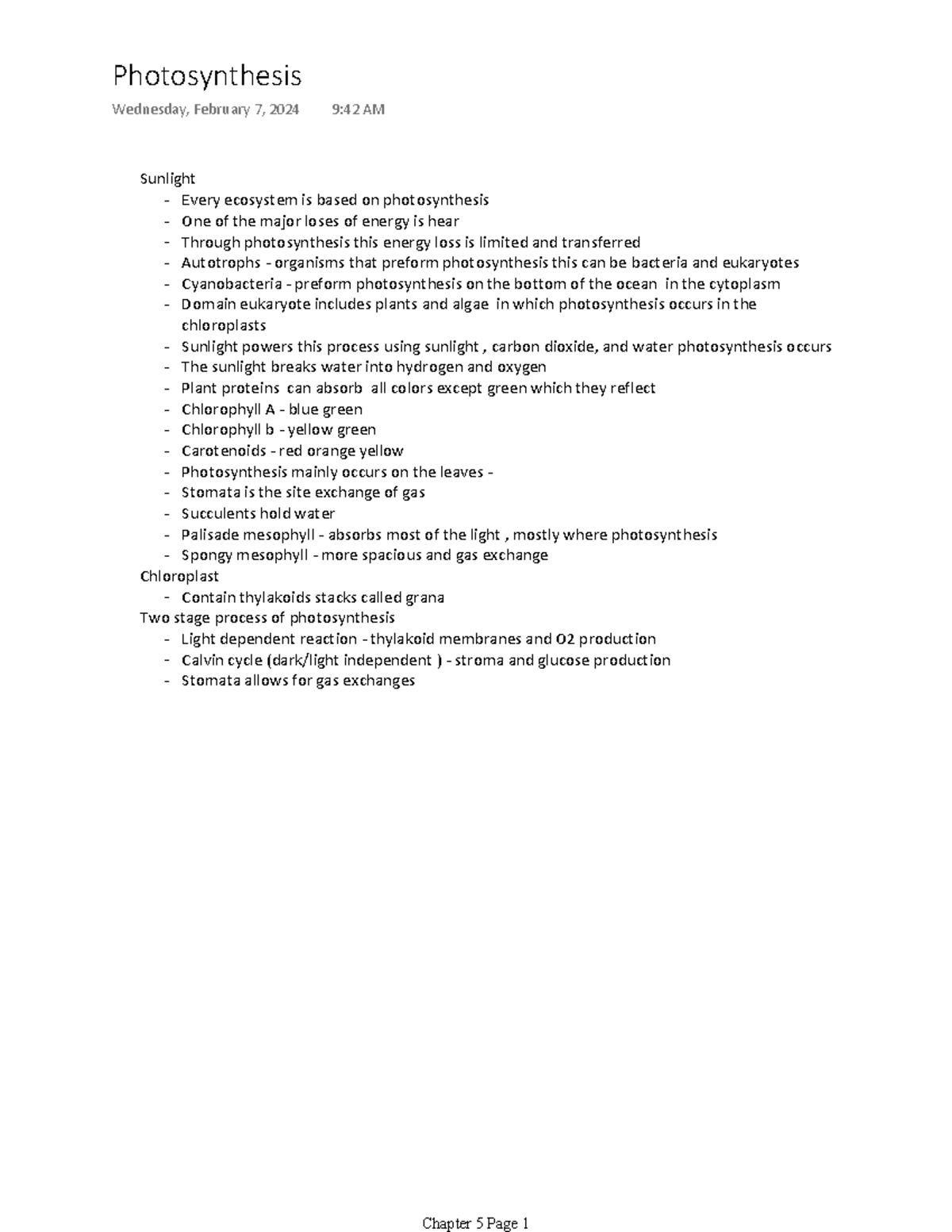 Bio 5 - Biology notes for 5th Chapter - Sunlight - Every ecosystem is ...
