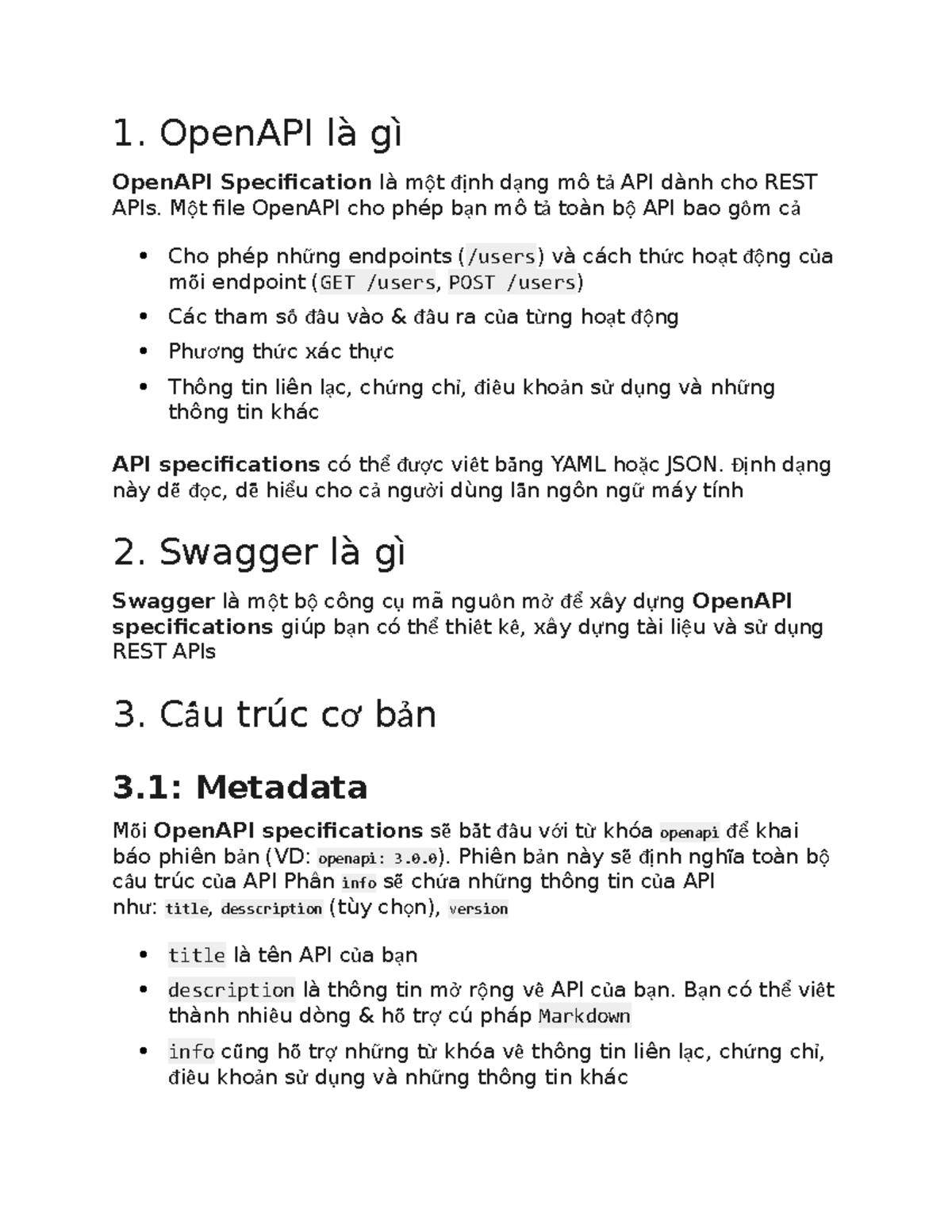 Nguyen Trong Nghia THMobile - 1. OpenAPI là gì OpenAPI Specification là một định dạng mô tả API ...