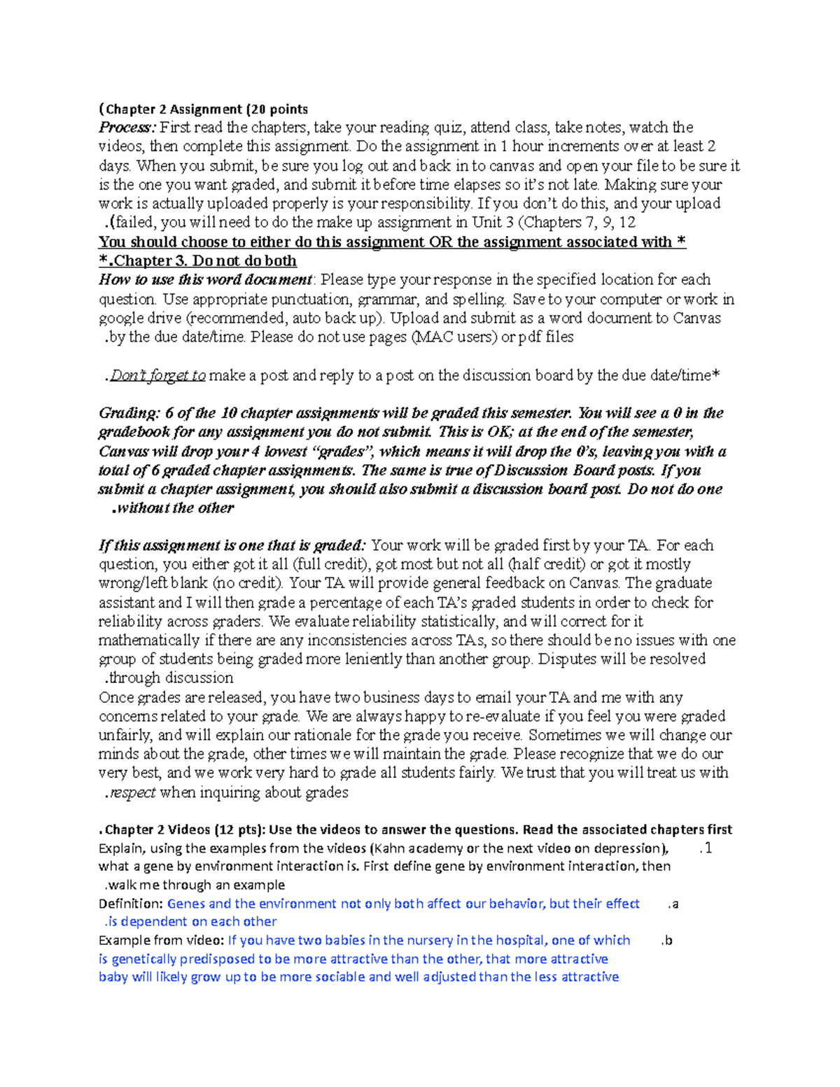 **Chapter 2 Assignment-4 - (Chapter 2 Assignment (20 points Process: First read the chapters ...