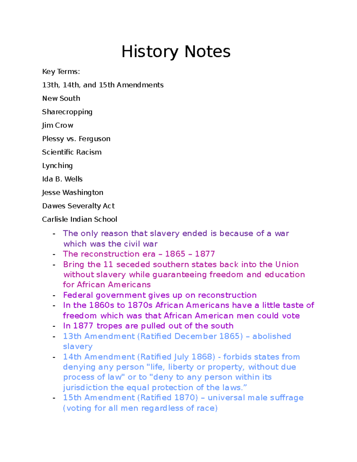 History Notes - History Notes Key Terms: 13th, 14th, and 15th ...