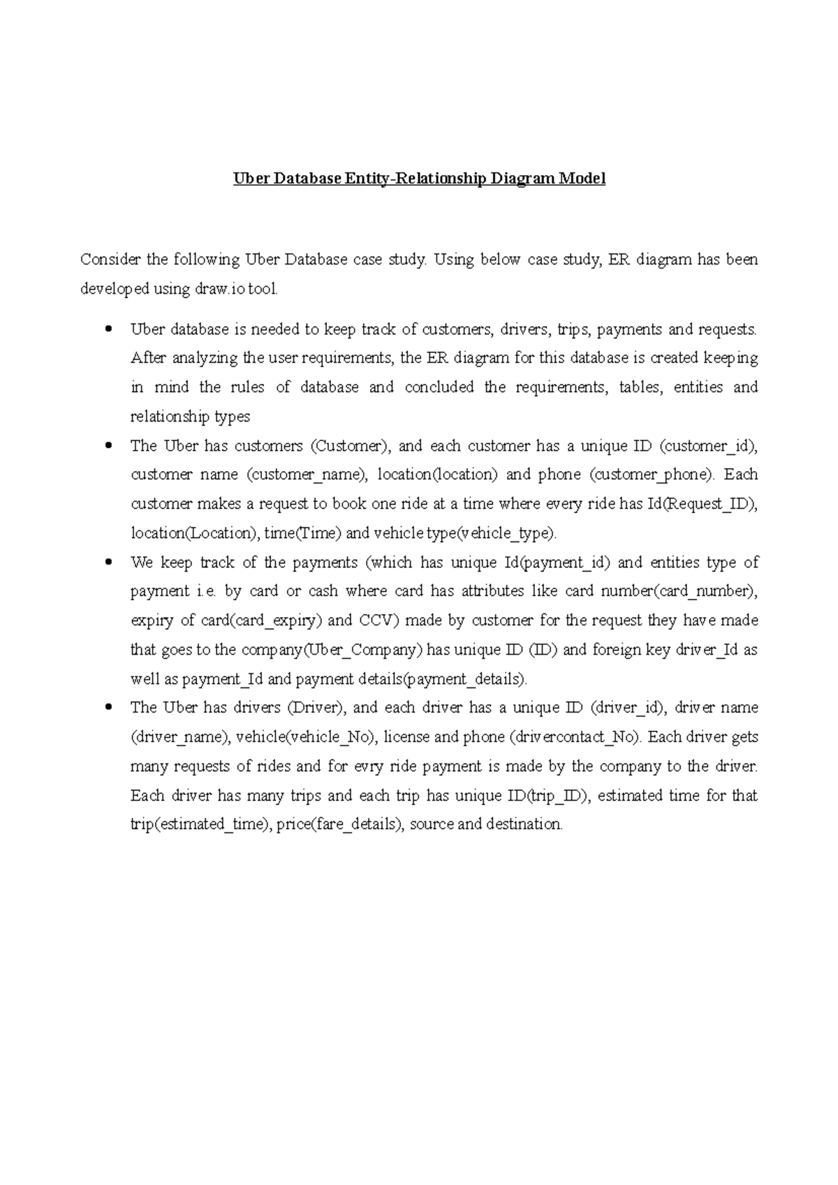 1. Database case study - Assignment - Uber Database Entity-Relationship ...