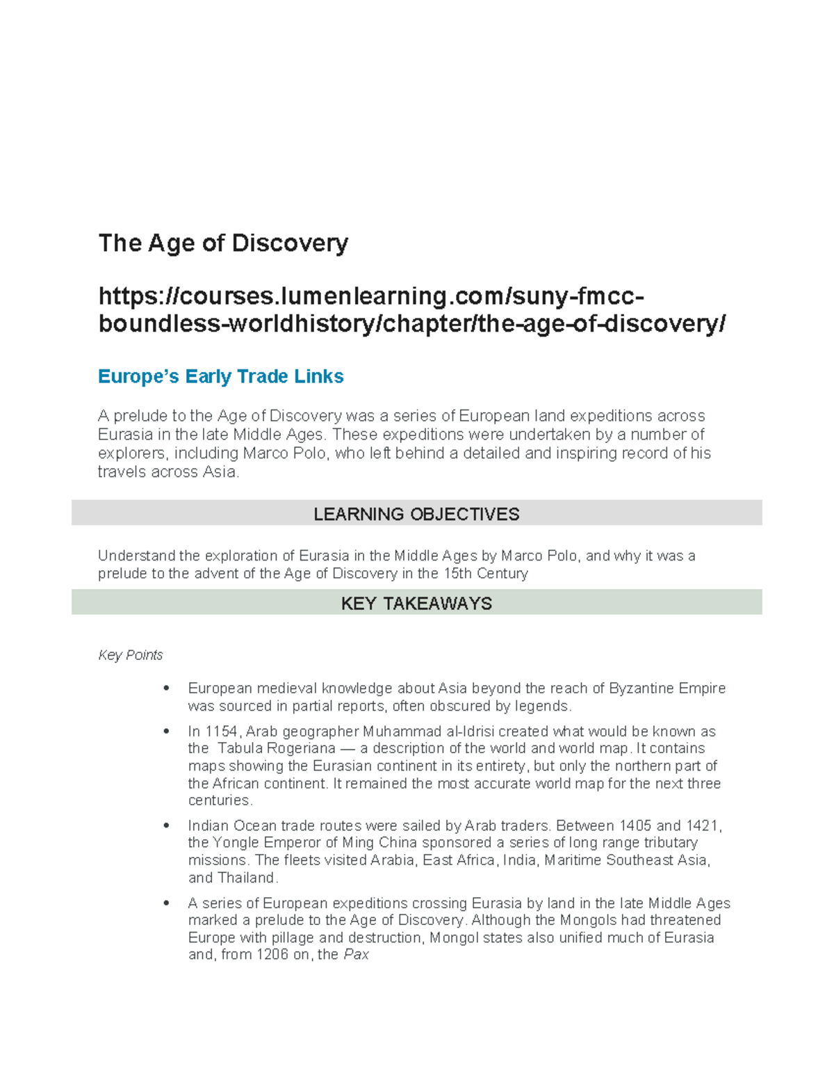 Geographical discoveries - The Age of Discovery courses.lumenlearning ...