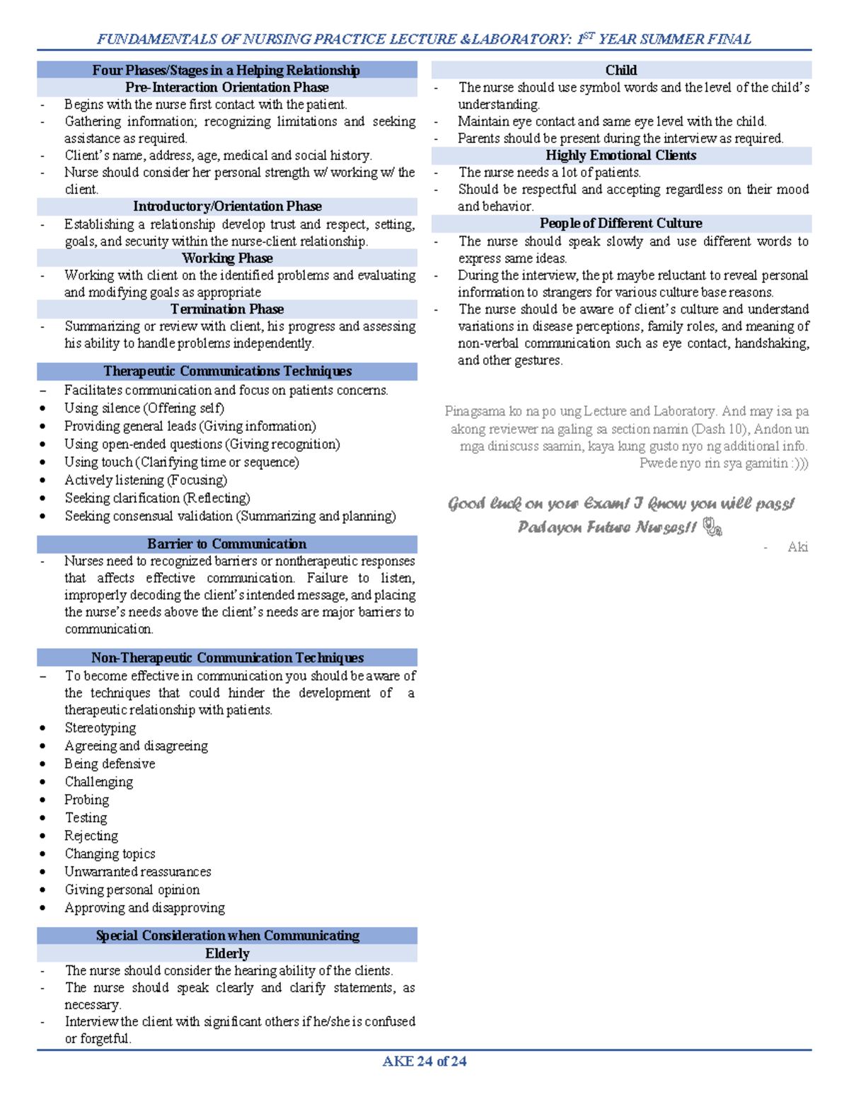 Pre-Interaction Orientation Phase - FUNDAMENTALS OF NURSING PRACTICE ...