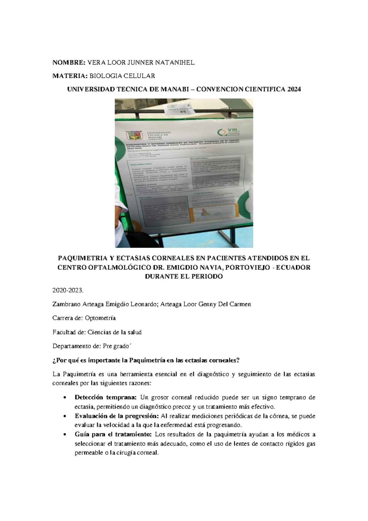 Biologia Celular - PRACTICA DE LABORATORIO - NOMBRE: VERA LOOR JUNNER ...