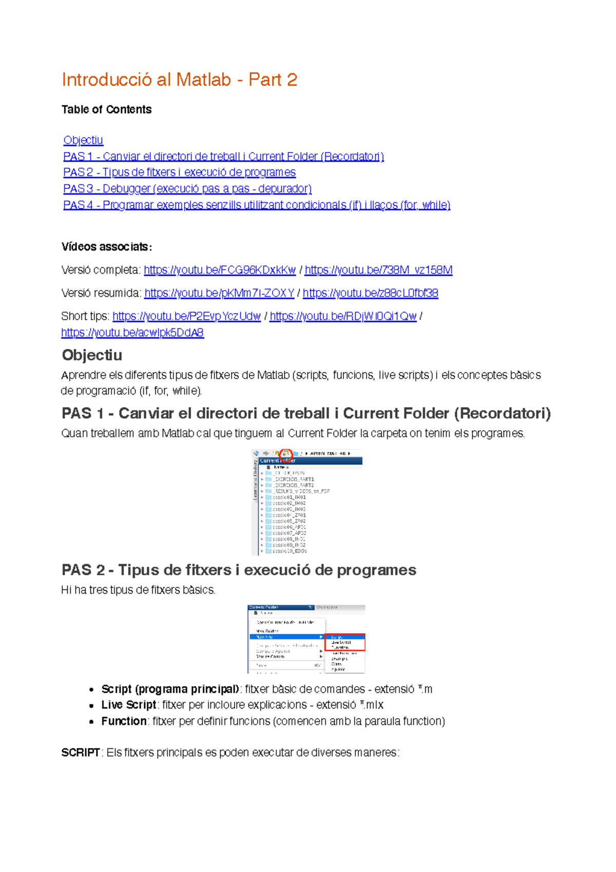 Check LIST 02 Introduccio Matlab PART2 - Introdcci al Matlab - Part 2 Table f Cnen Objeci PAS 1 ...