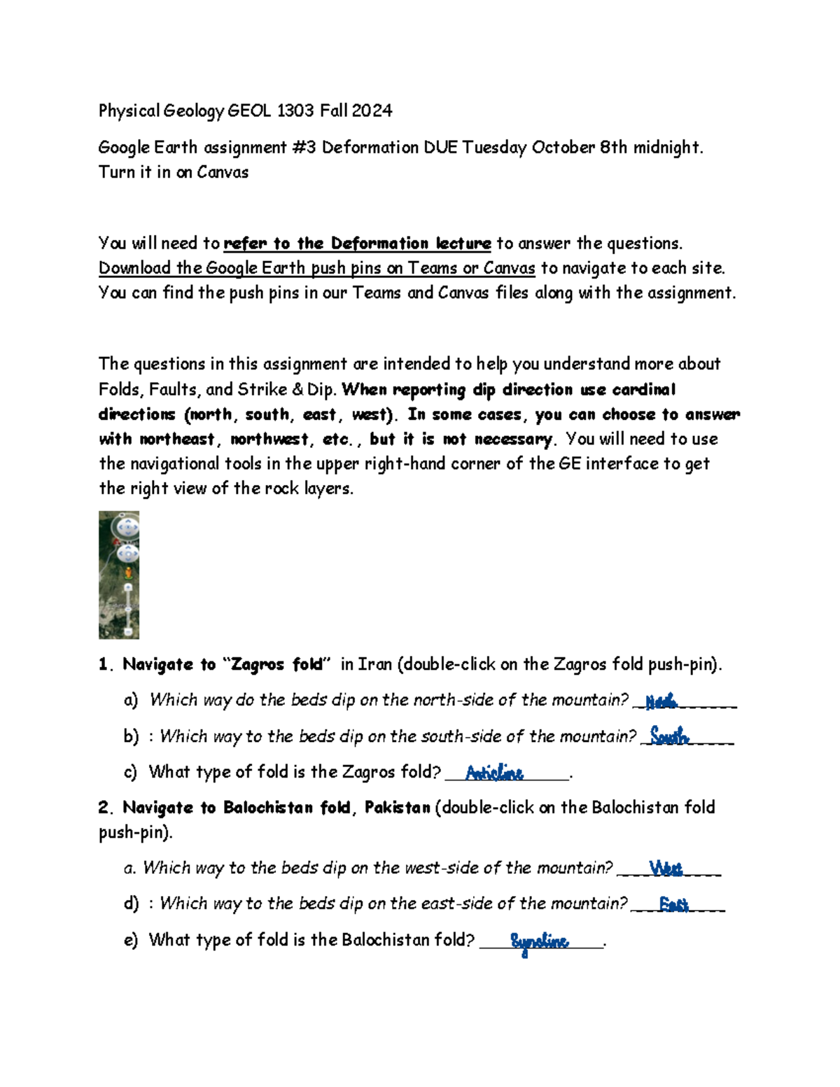 Assignment 2 deformation - Physical Geology GEOL 13 03 Fall 2024 Google ...