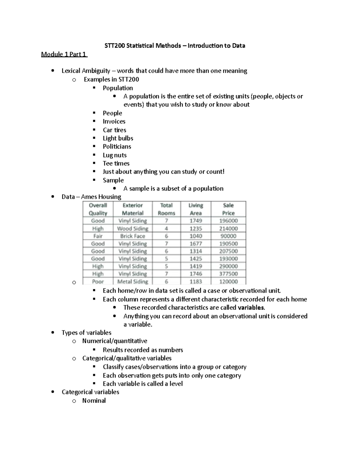 STT200 Week 1 Module 1 - Lecture notes 1 - STT200 Statistical Methods ...