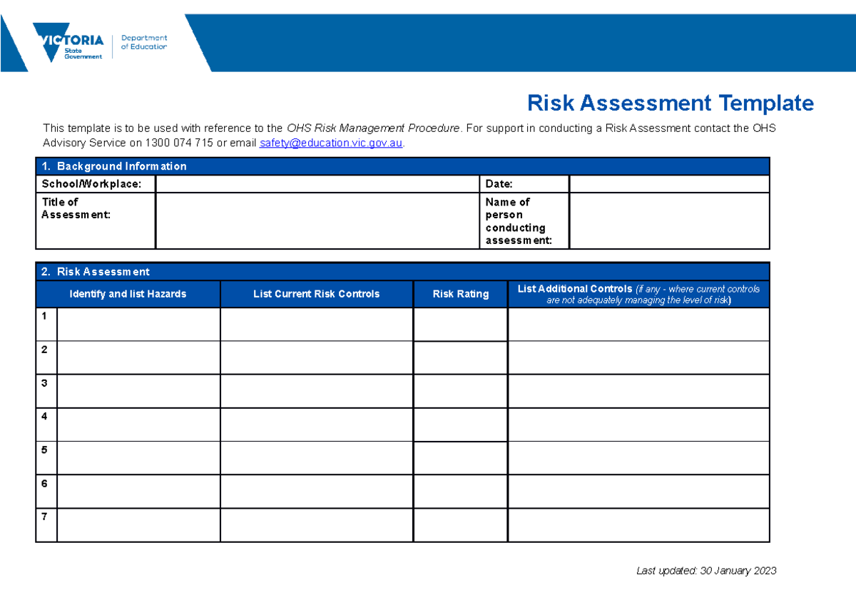 Riskassessmenttemplate - This template is to be used with reference to ...