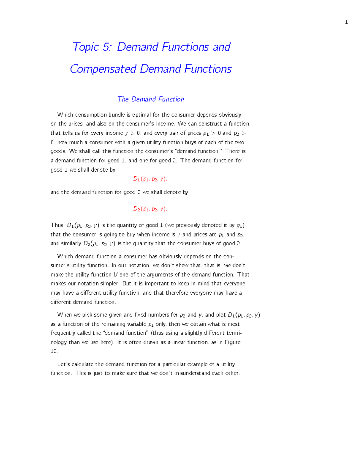 Lecture Notes 5 - materials from ECON 121 at Yale with T. Borgers - ♦♣ ...