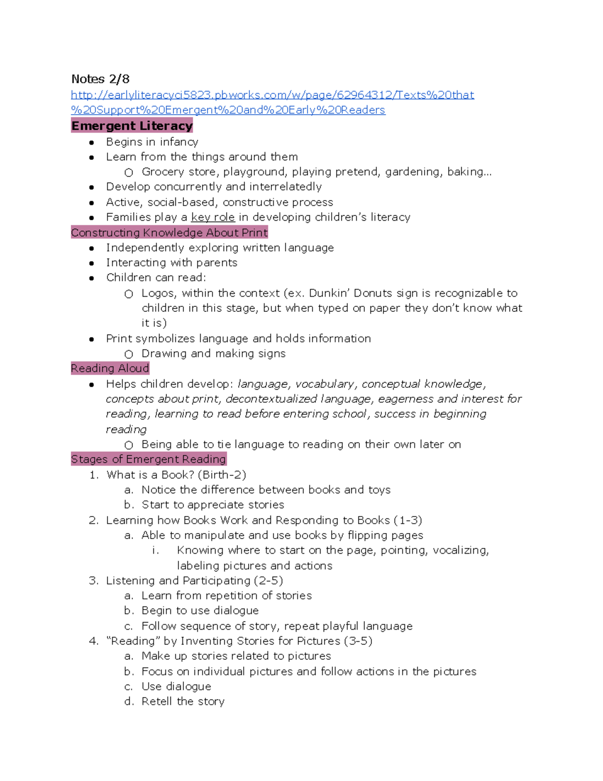 Emergent Literacy Notes - Notes 2/ earlyliteracyci5823.pbworks/w/page ...