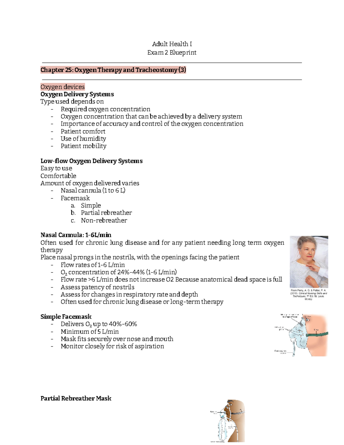 A.H 1 BP 2 - Adult health 2 respiratory - Adult Health I Exam 2 ...