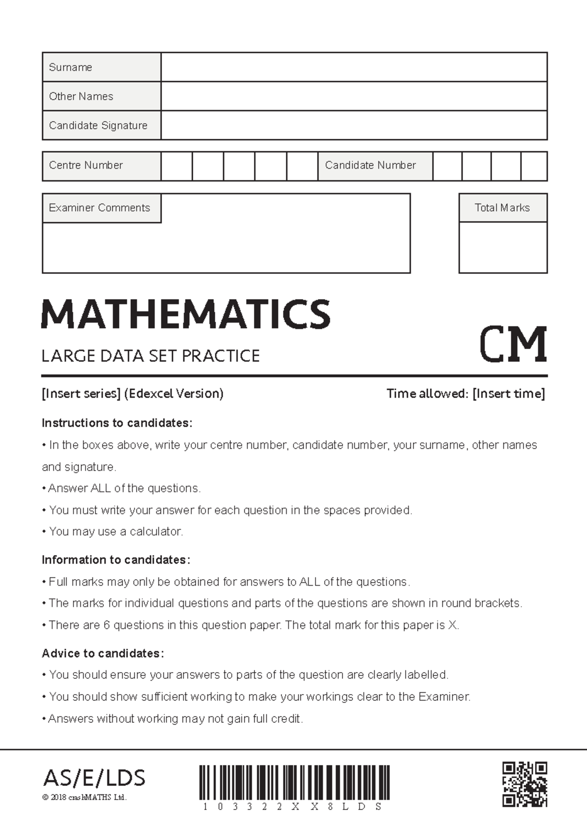 Crash Maths QS - aaaaaaaaaaaaaaaaaaaaaaaa - MATHEMATICS LARGE DATA SET ...