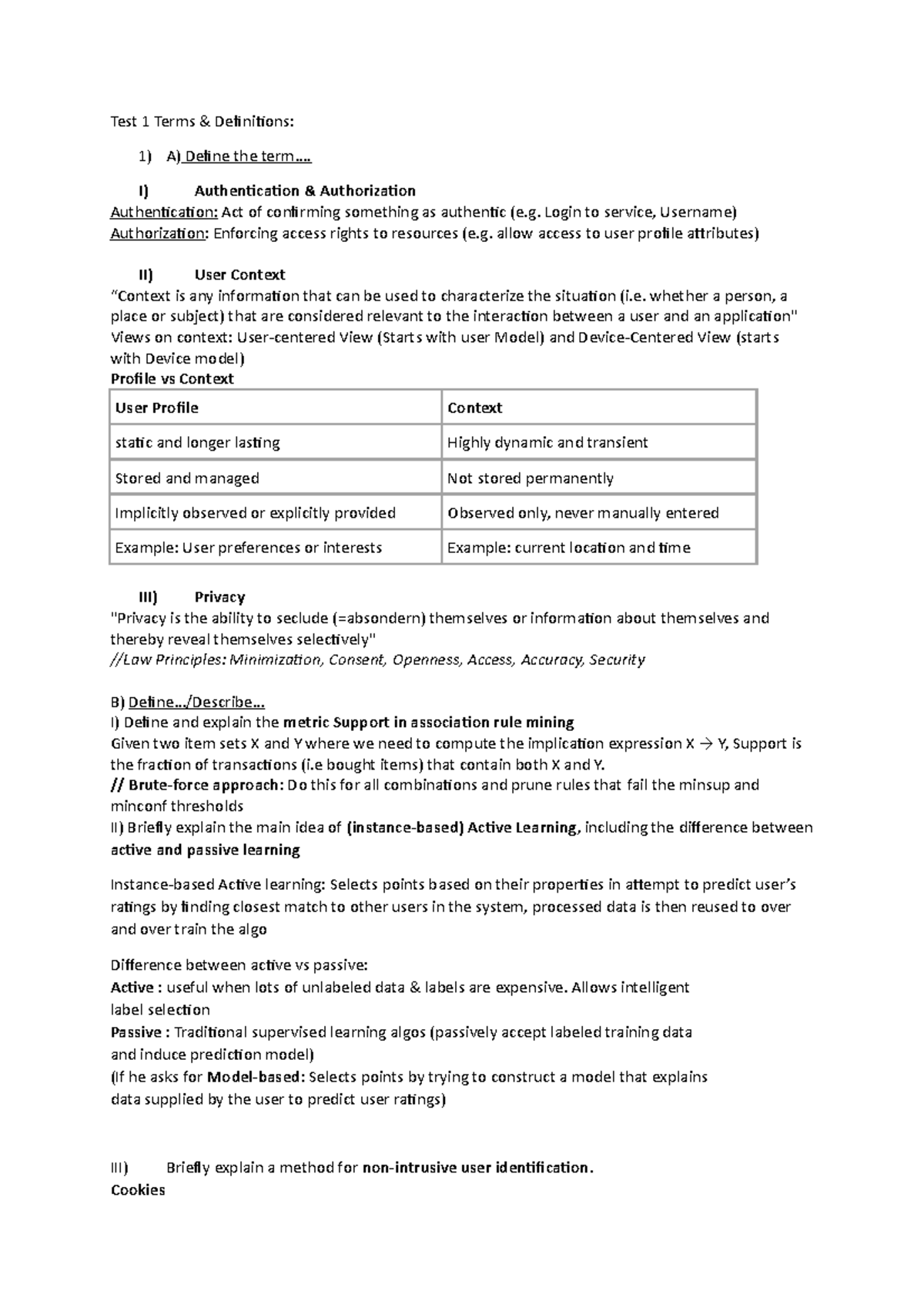 Fragenkatalog - Fragen und Antworten - Test 1 Terms & Definitions: A ...