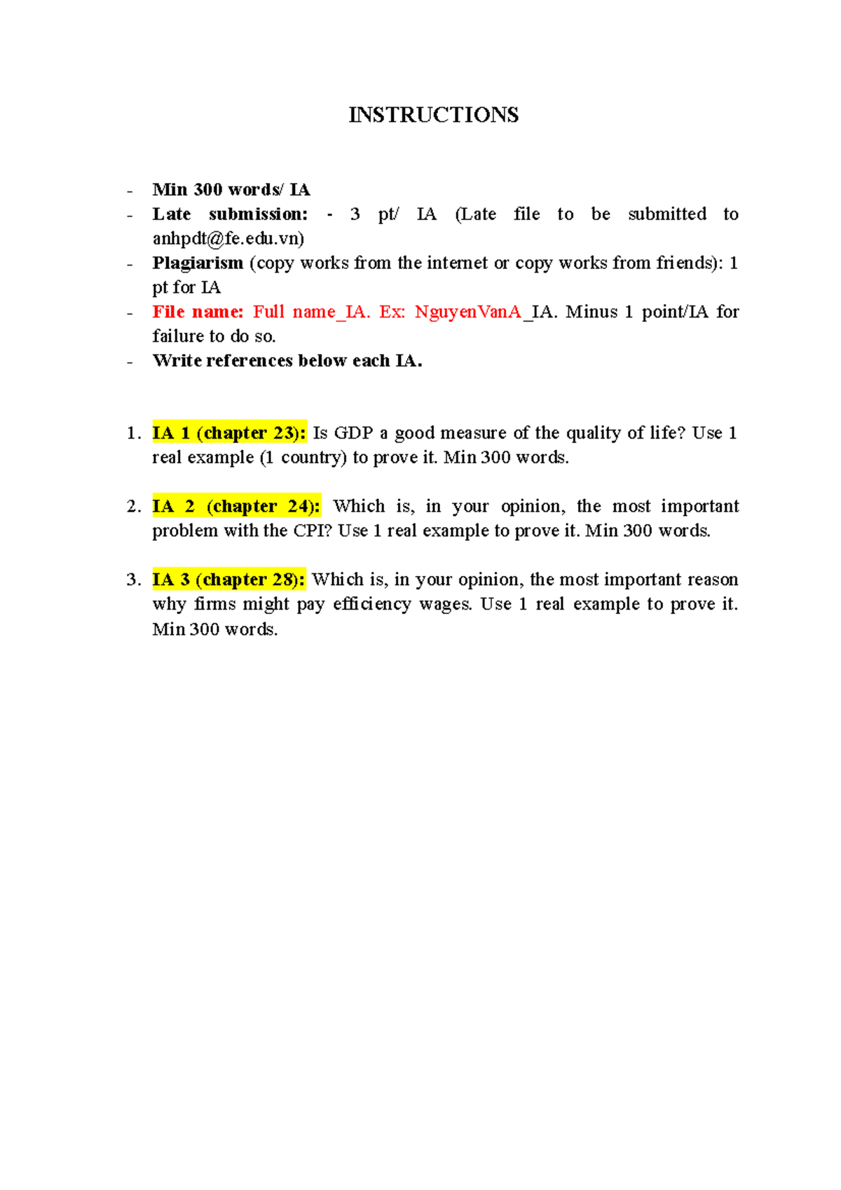 IA 1-2-3 - Individual exercises - INSTRUCTIONS Min 300 words/ IA Late ...
