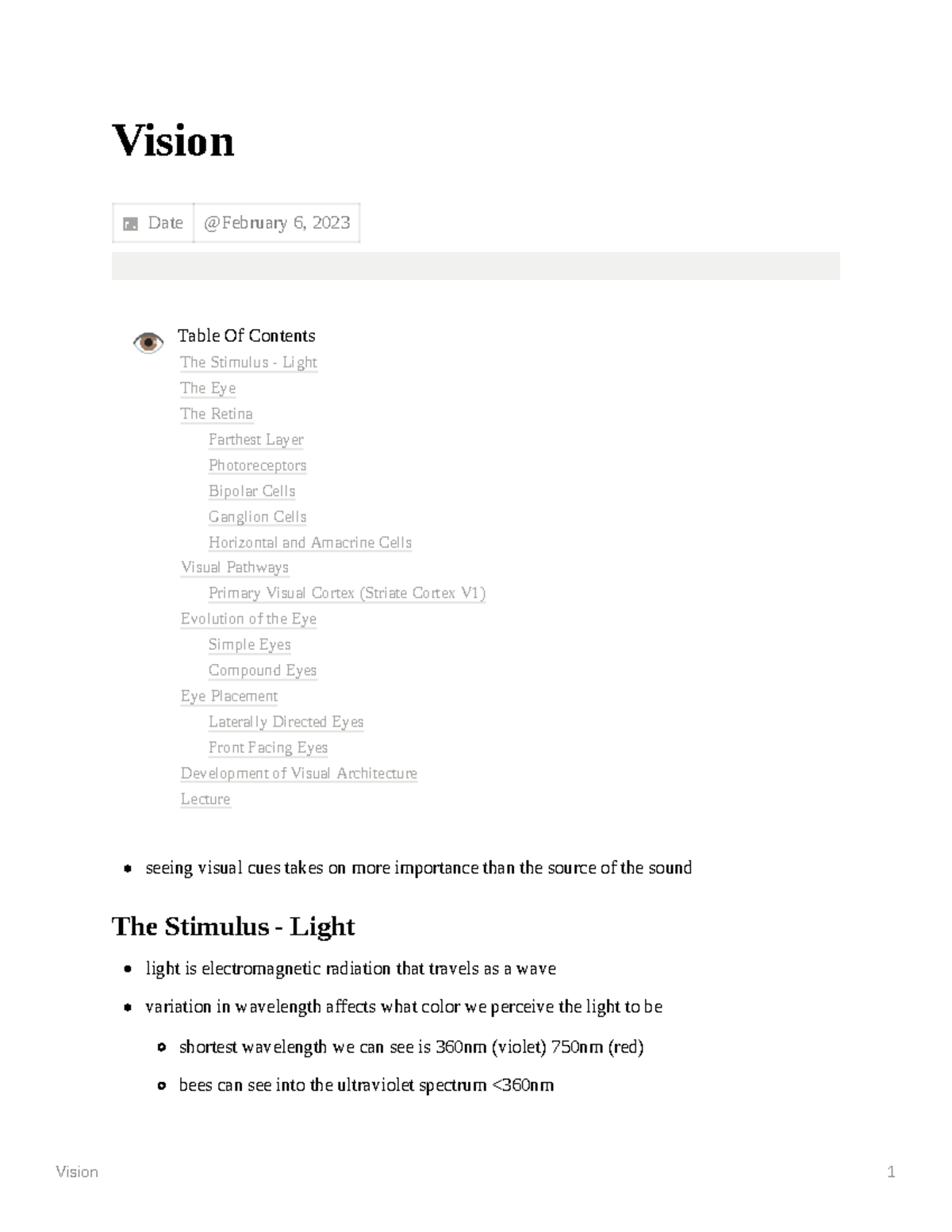 Vision - Module and Lecture Content - Vision Date / Table Of Contents ...