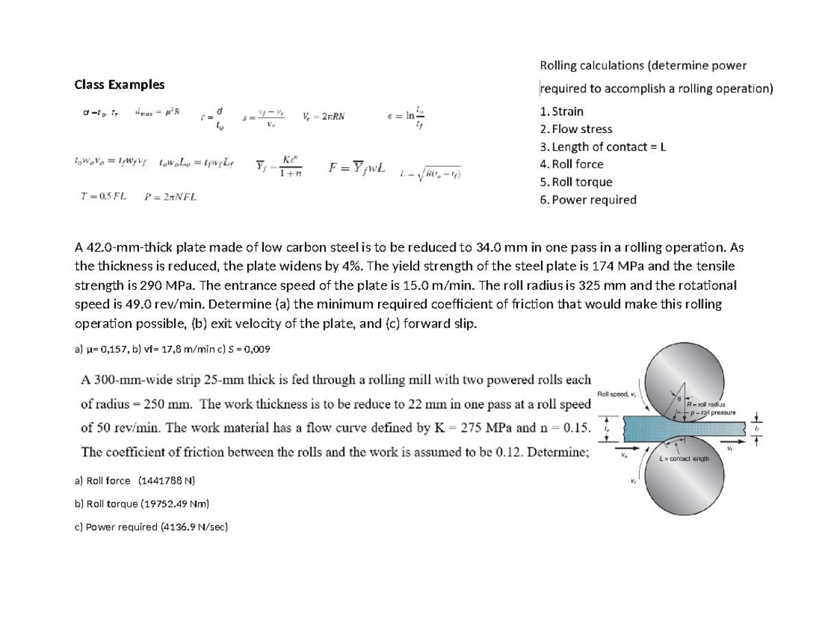 Rolling Class Examples 2024 - Class Examples A 42-mm-thick plate made ...