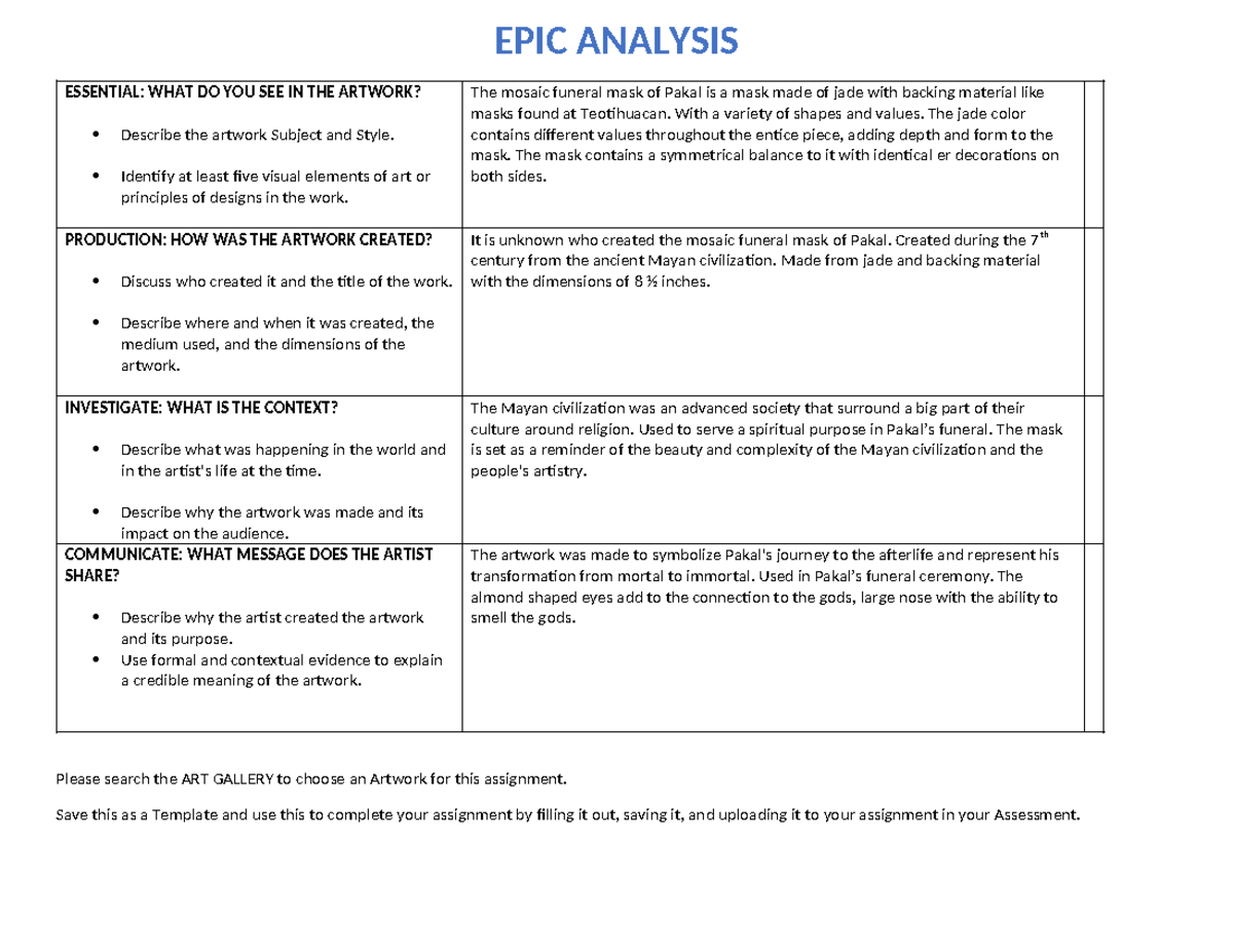 04.02 Epic analysis - EPIC ANALYSIS ESSENTIAL: WHAT DO YOU SEE IN THE ...