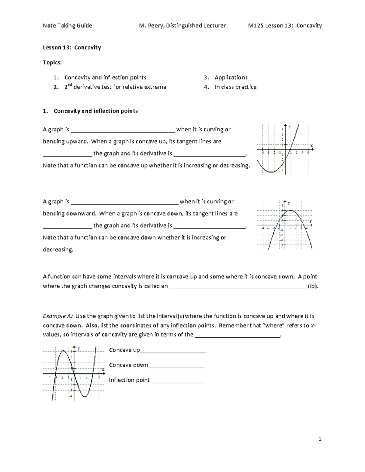 L13 Concavity - Lesson 13 - Lesson 13: Concavity Topics: Concavity and ...