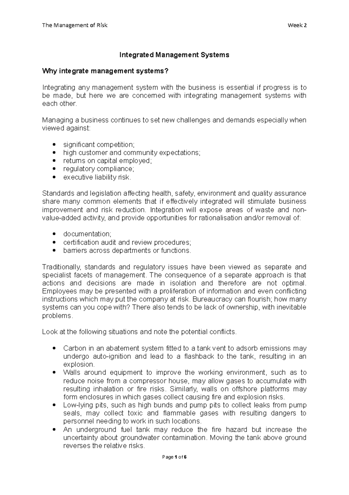 Week 2 Integrated Management Systems - Integrated Management Systems ...