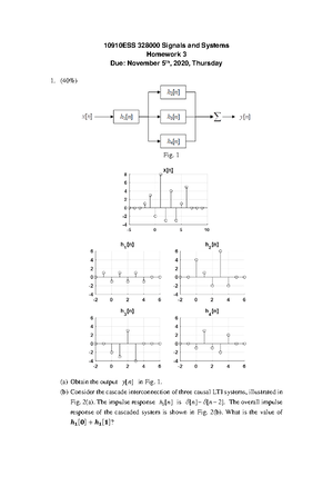 Signal and Systems - Solutions for homework 1 - EE3610 Signals Systems ...