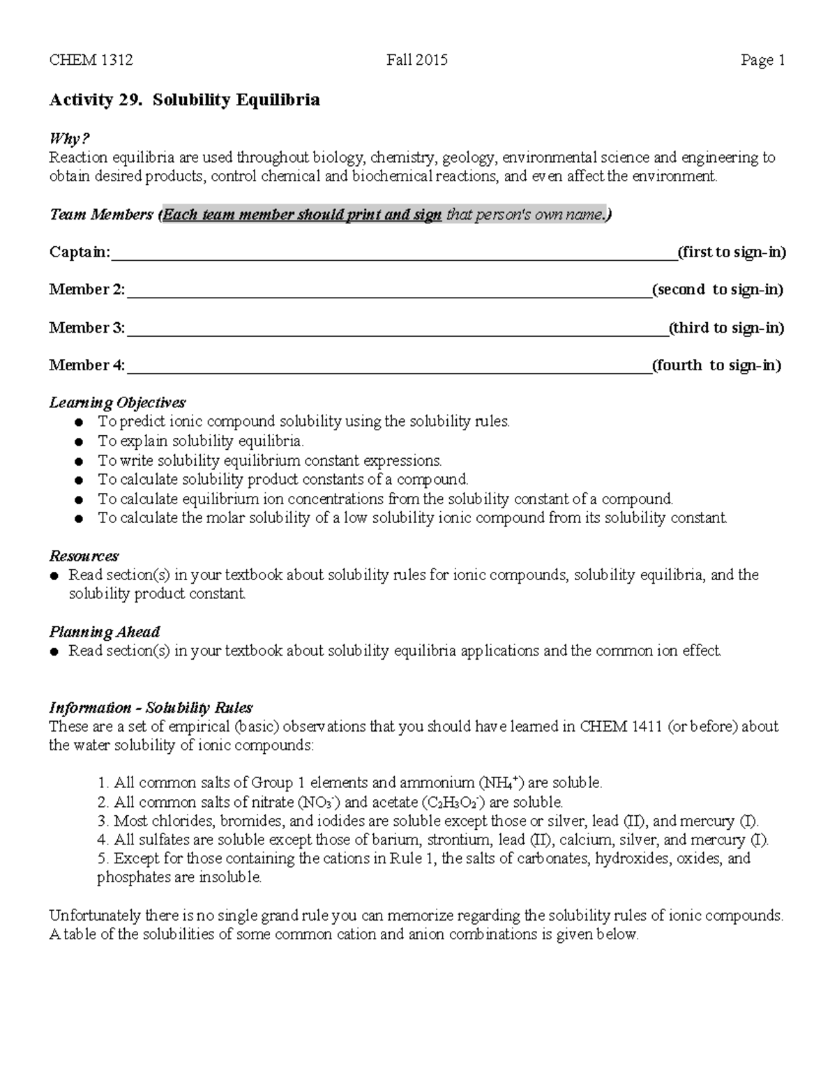Solubility Equilibria in Chemistry - Studocu