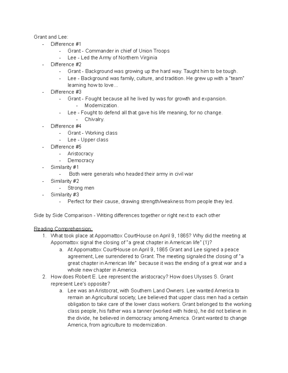 Grant and Lee - Grant and Lee: - Difference # - Grant - Commander in ...