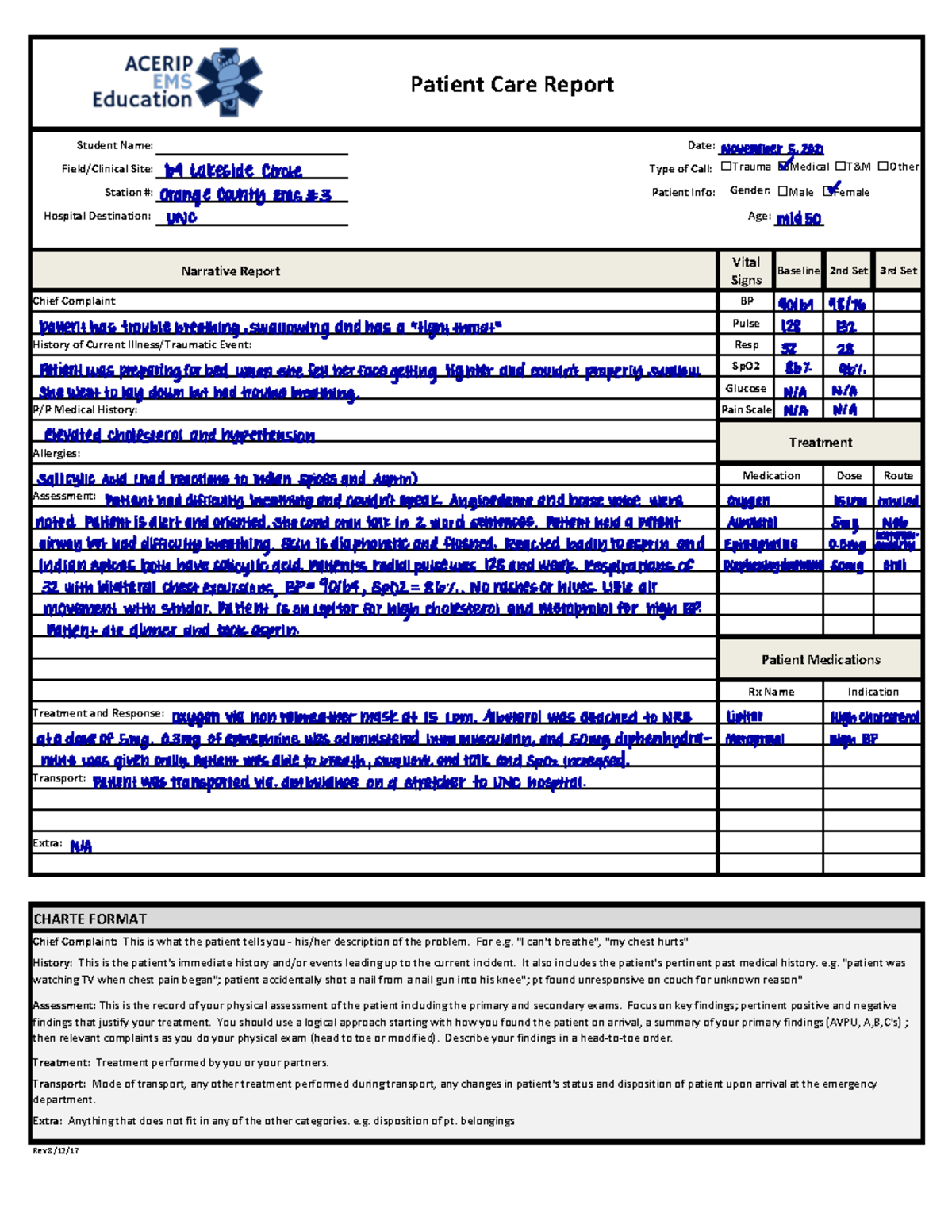 Acerip PCR Template about four wheeler crash - Patient Care Report ...
