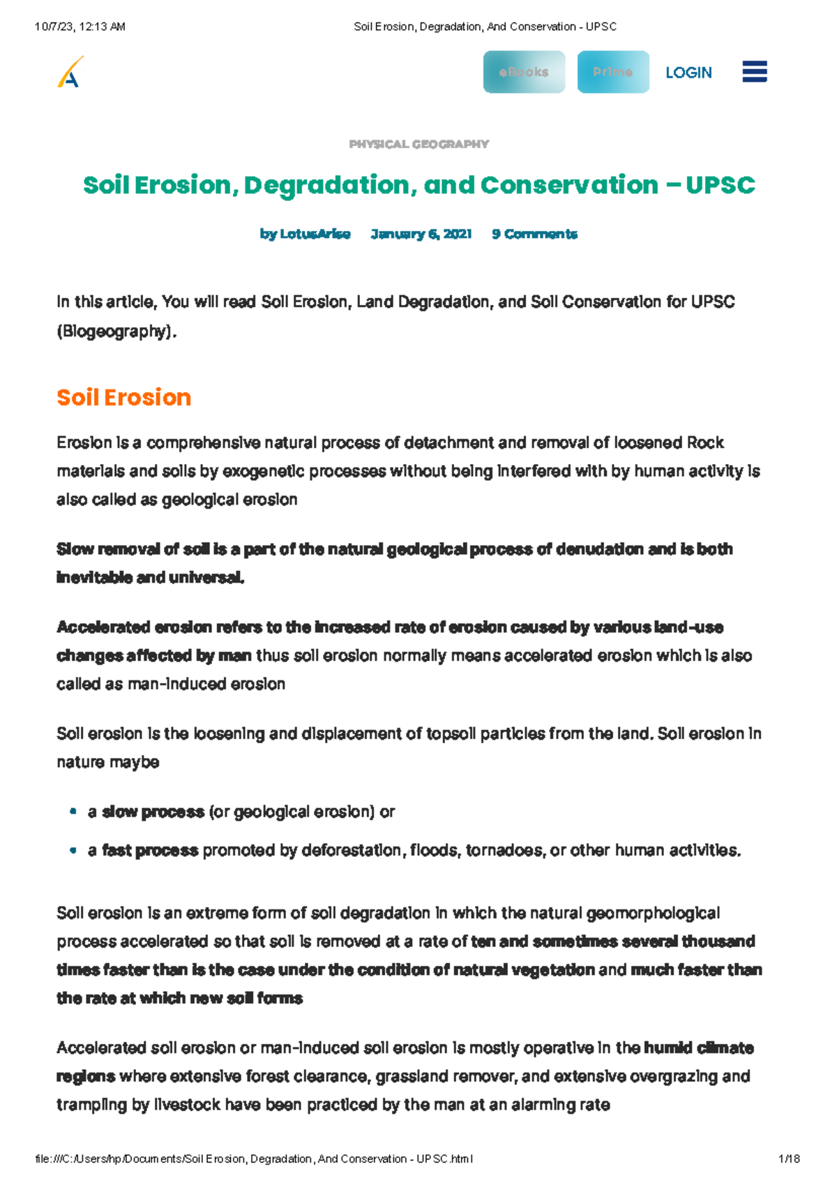 Soil Erosion, Degradation, And Conservation - UPSC - PHYSICAL GEOGRAPHY ...