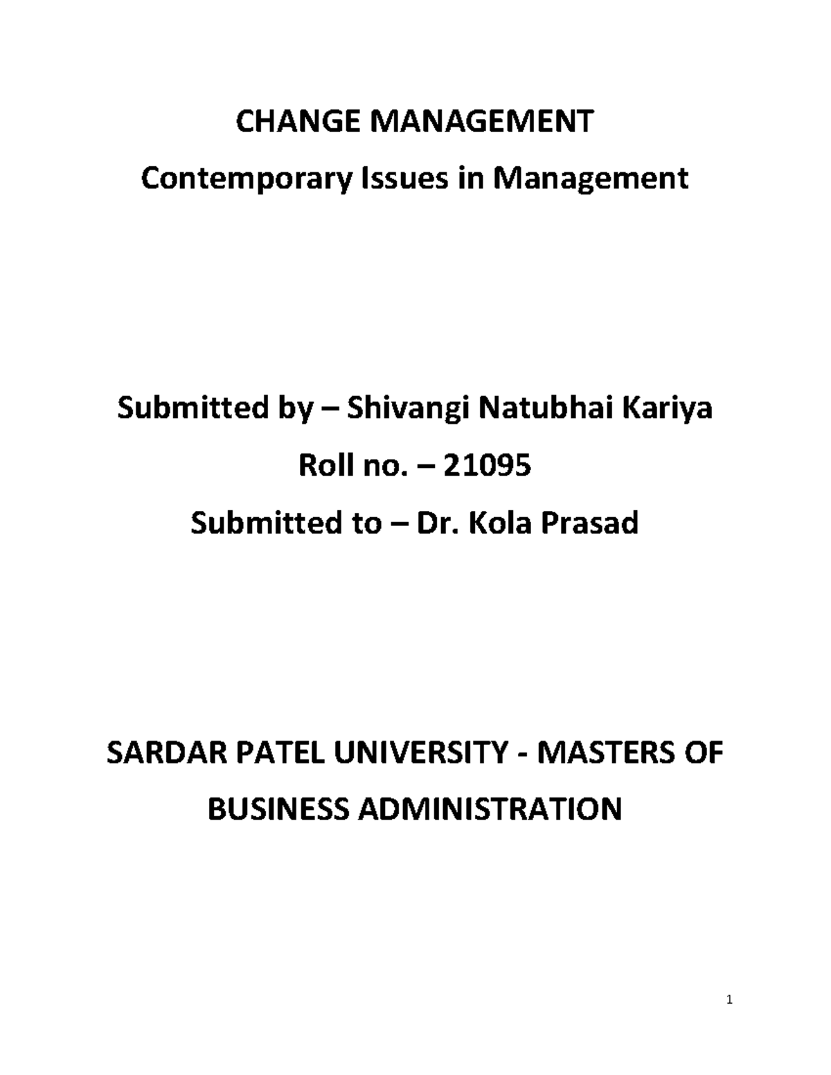 Change MAN Report PDF - CHANGE MANAGEMENT Contemporary Issues in ...